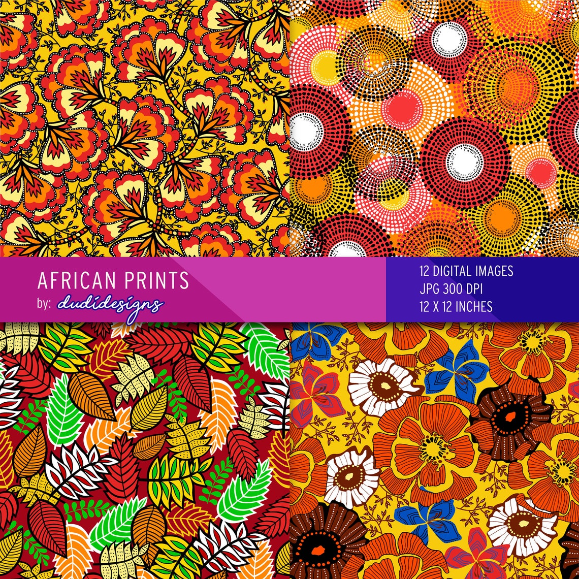 African Print Seamless Digital Paper Pack. Scrapbooking Pages ...