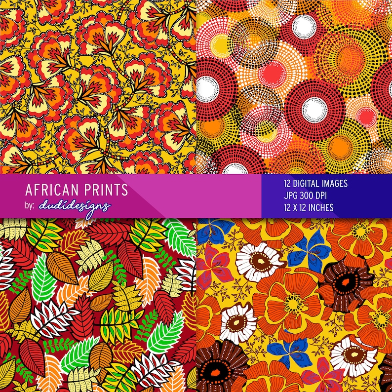 African Print Seamless Digital Paper Pack. Scrapbooking Pages ...