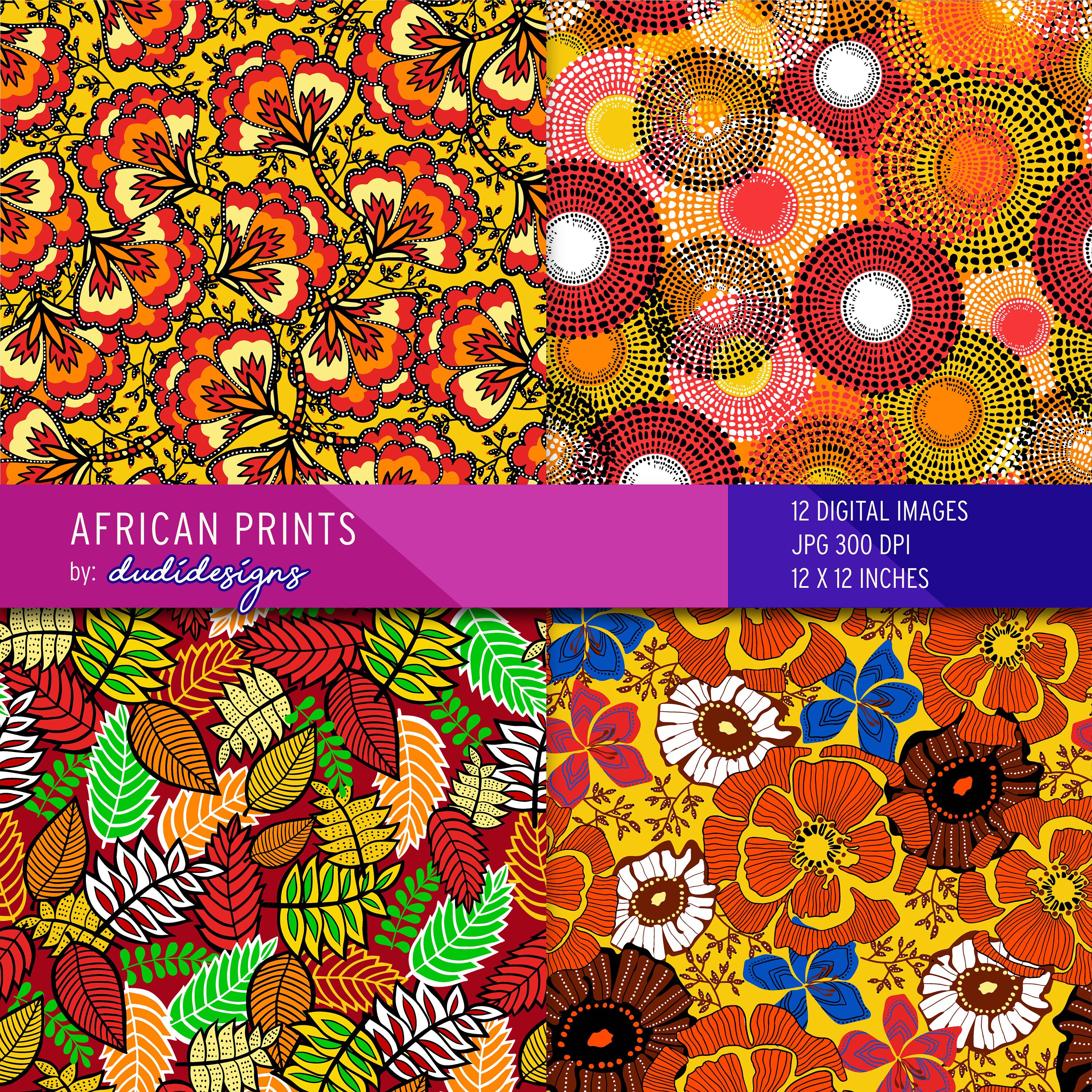 African Print Seamless Digital Paper Pack. Scrapbooking Pages ...