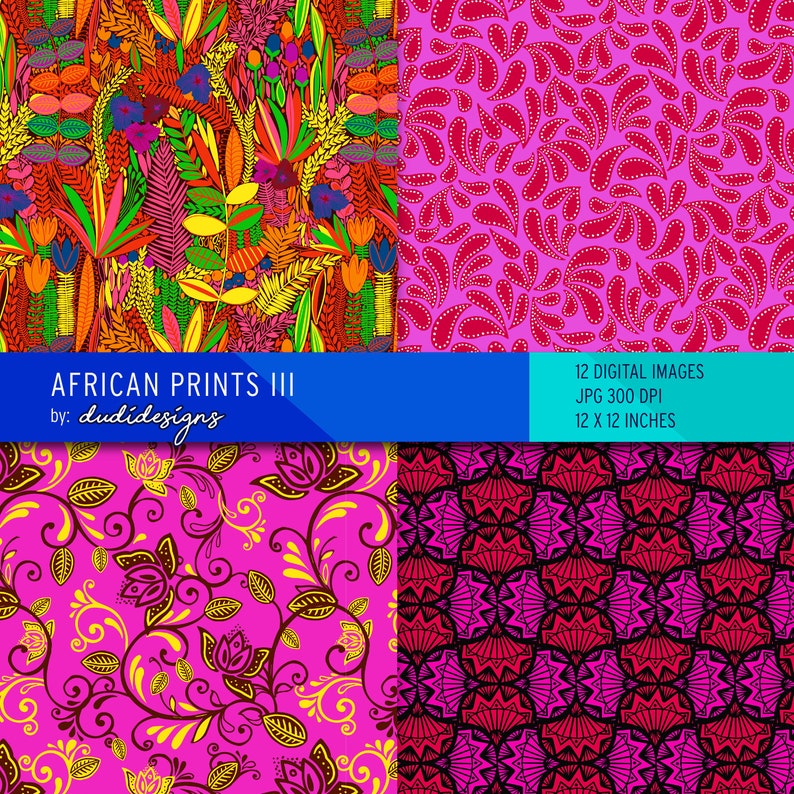 African Print Seamless Digital Paper Pack - Part 3. Scrapbooking Pages ...