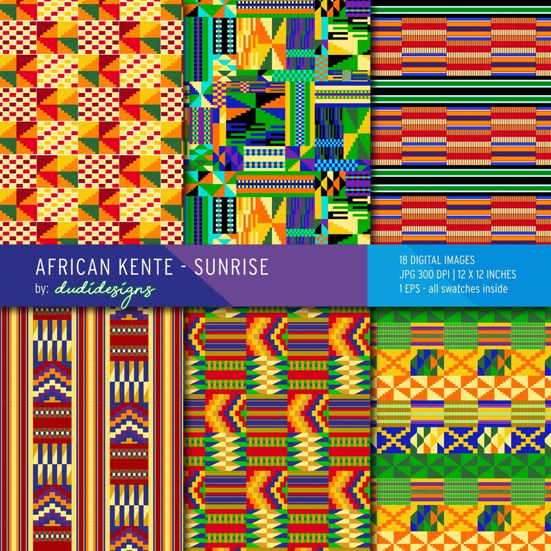 Kente Digital Paper Pack: African Pattern Backgrounds (digital Download ...