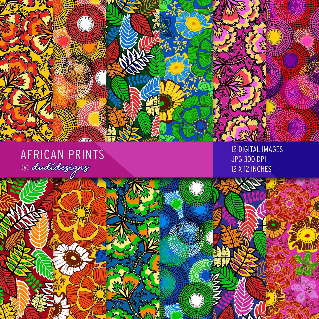 African Print Seamless Digital Paper Pack. Scrapbooking Pages ...