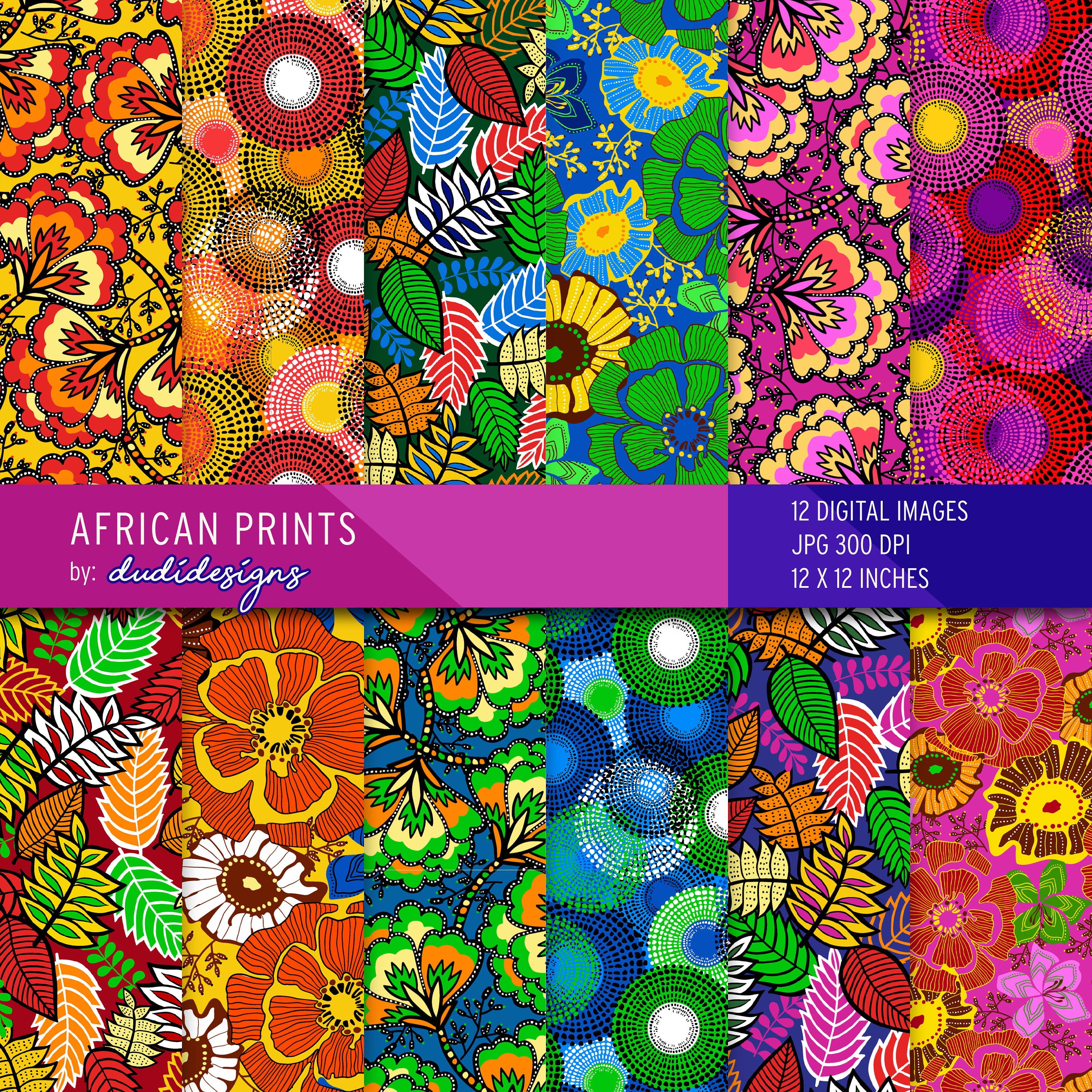 African Print Seamless Digital Paper Pack. Scrapbooking Pages ...