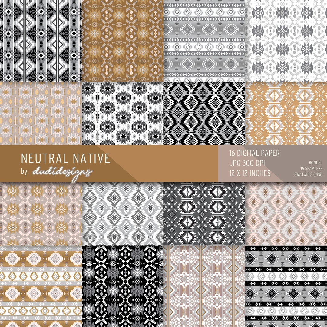 Neutral Native Digital Paper Pack. Scrapbooking Pages, Background ...