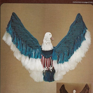 Bi-centennial Eagle • 1970s Macrame Animal Pattern Wall Art America American Americana USA ...