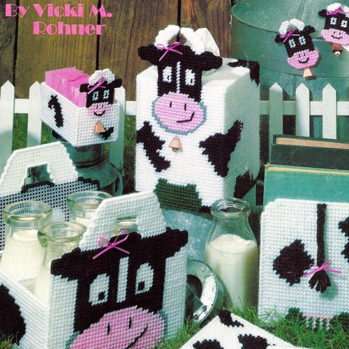 Vintage Plastic Canvas Pattern Book PDF Farm Cows Plastic - Etsy