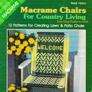 Macrame Chairs • 1980s Macrame Patio Lawn Chair Folding Deck Furniture ...