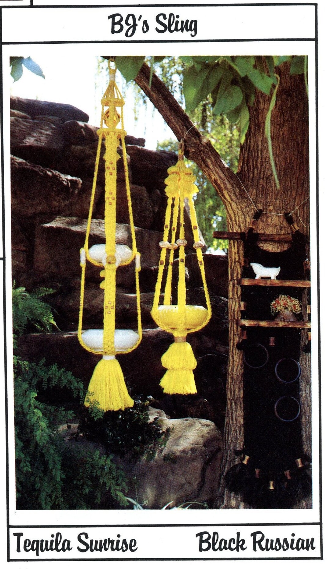 Tequila Sunrise Macrame • 1970s Macramé Plant Hangers • Wall Art ...