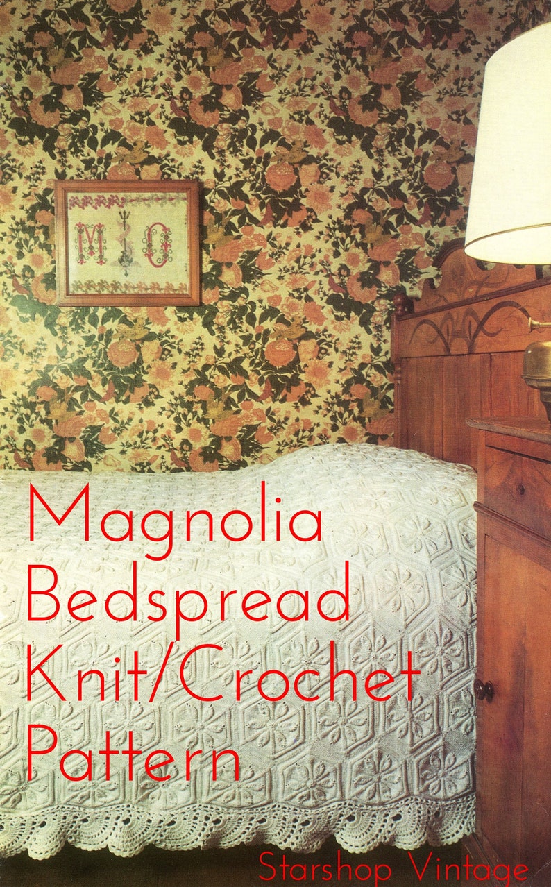 Magnolia Bedspread Afghan Blanket Crochet Pattern 1970s Lace - Etsy