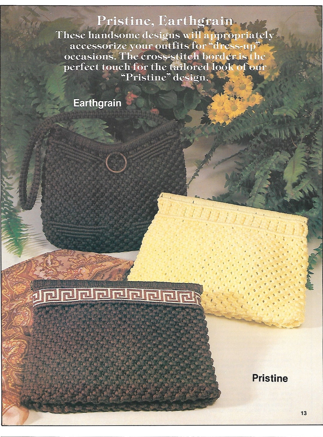 Earthgrain + Pristine Purses • 1970s Macrame Bags Design Handbag ...
