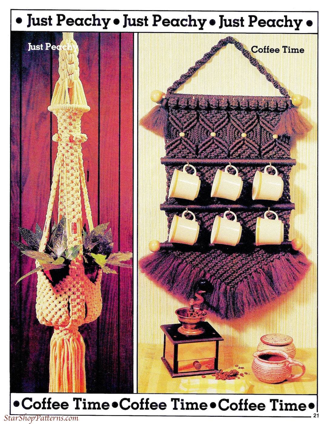 Vintage Macrame Pattern Book PDF Download • Macrame Kitchen Pattern Book • hanging Macrame Coffe ...