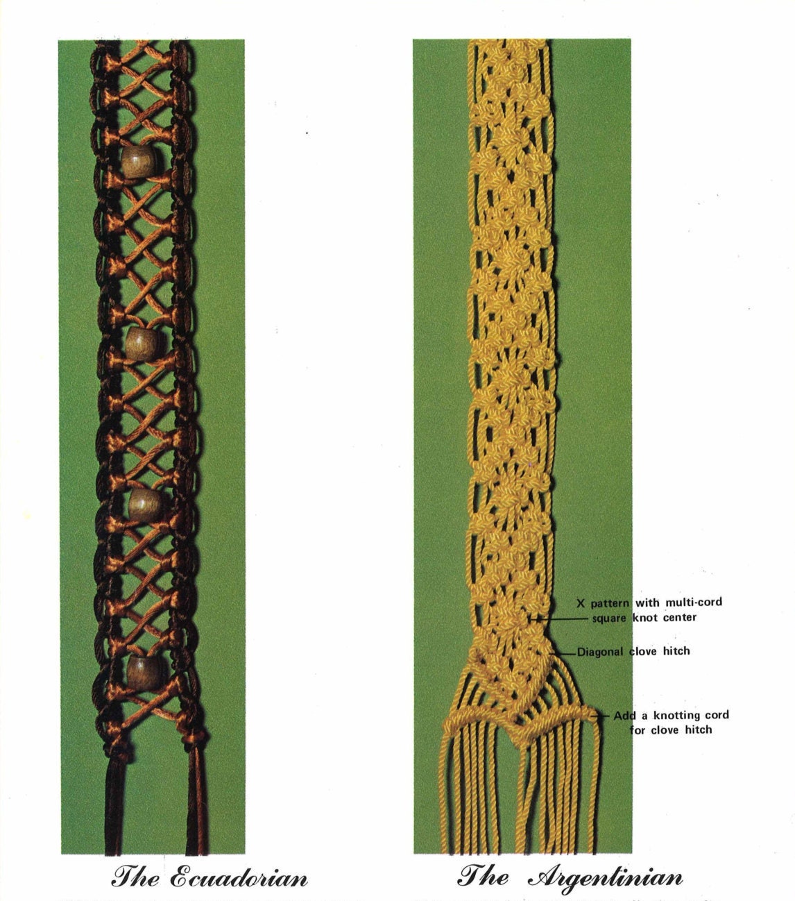 5 Macramé Belts • 1970s Macrame Pattern White • Tutorial Instruction ...