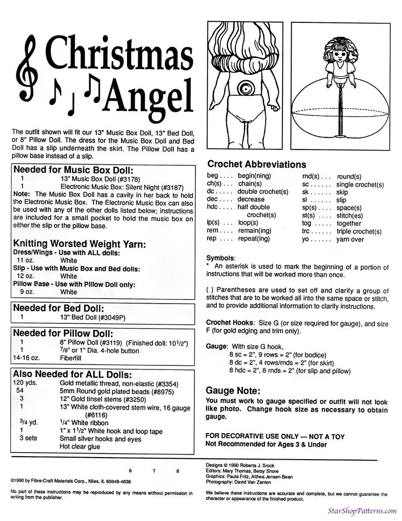 Vintage Crochet Angel Doll Pattern Book PDF Christmas Tree - Etsy