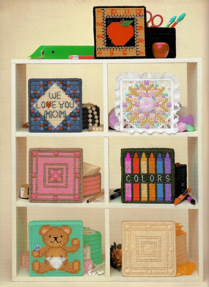 Vintage Plastic Canvas Pattern Book PDF • Cube Box Craft Patterns ...