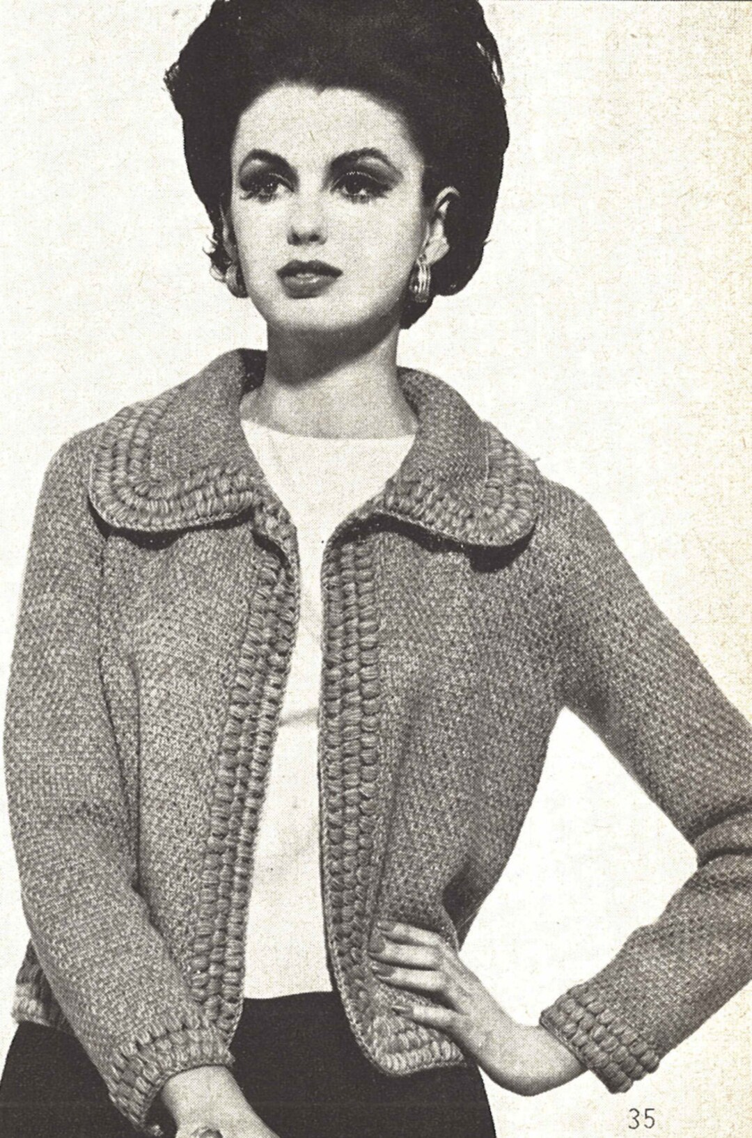 Easter Cardigan • 1960s Knitting Sweater Coat Jacket Pattern • Vintage ...
