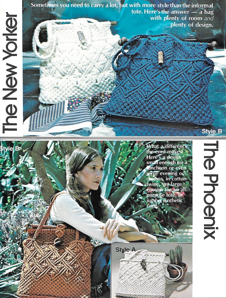 Vintage Macrame Pattern Book PDF • boho Purse, Bag, Handbag, Tote, - Etsy