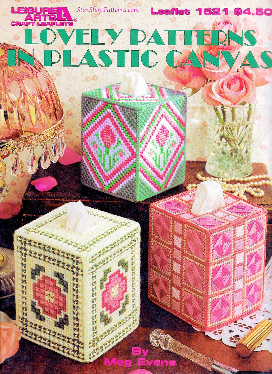 Vintage Plastic Canvas Pattern Book PDF • Plastic Canvas Tissue Box Cover Pattern • flower ...