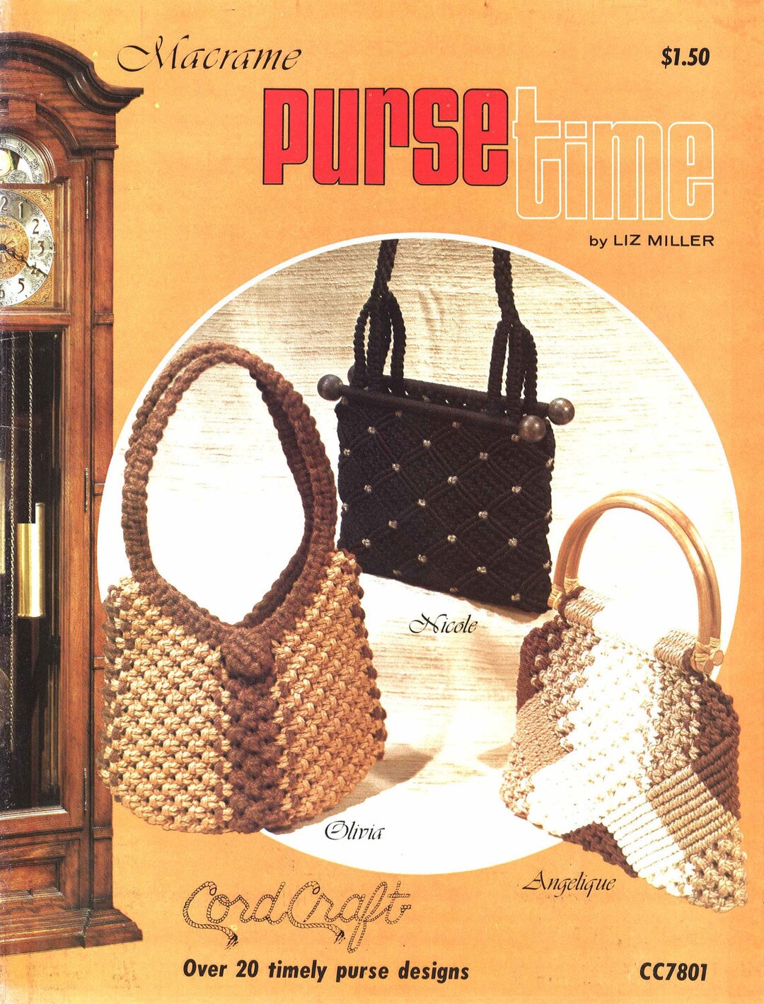 Macramé Purse Time • 1970s Macrame Bead Bag Tote • Beaded Purses ...