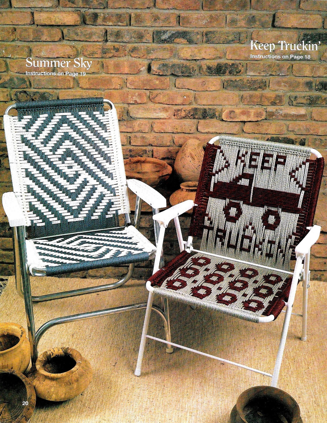 Macrame Chairs • Vintage Macrame Patio Lawn Chair Folding Deck ...