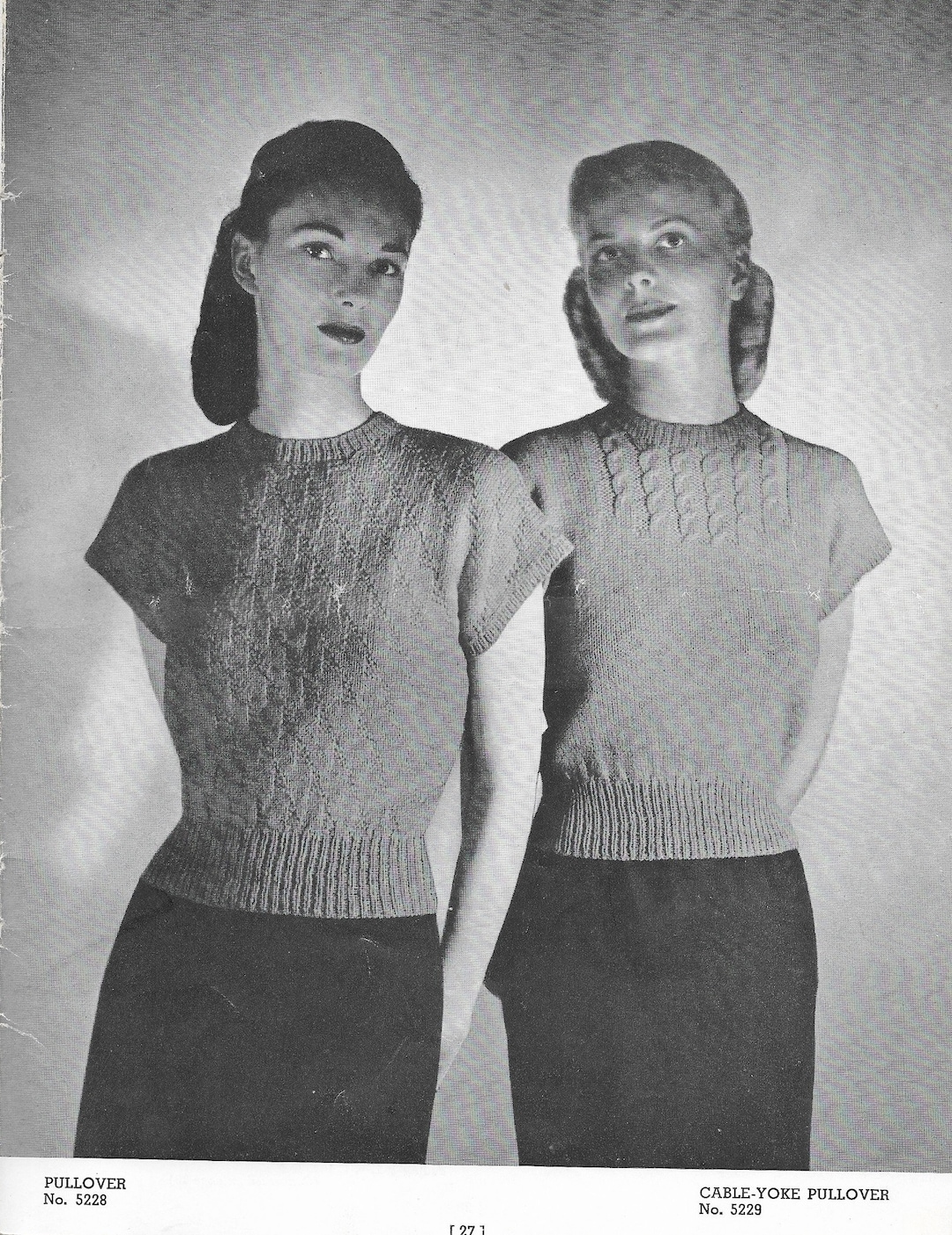 Triangles + Cables Tops • 1940s Knitting Knit Pullover Sweater Jumper ...