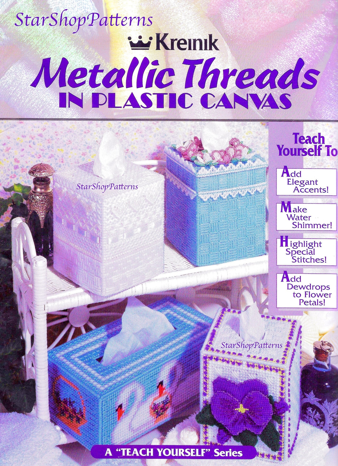 Vintage Plastic Canvas Pattern Book PDF Ebook • Metallic Threads Tissue ...