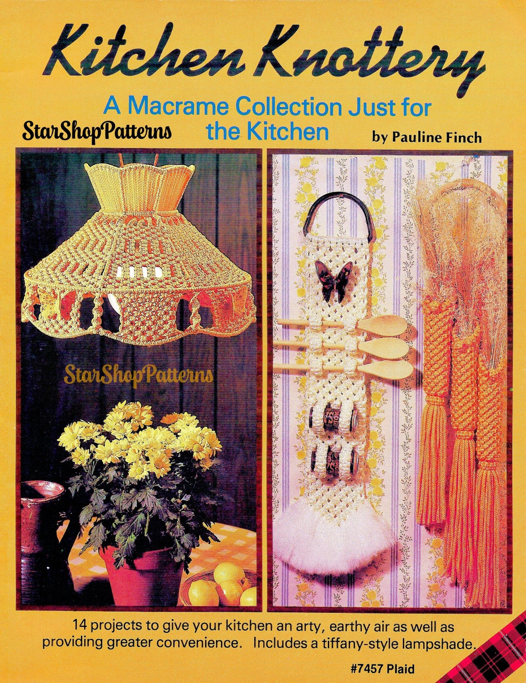 Vintage Macrame Pattern Book PDF Download • Macrame Kitchen Pattern Book • macrame Lamp Towel ...