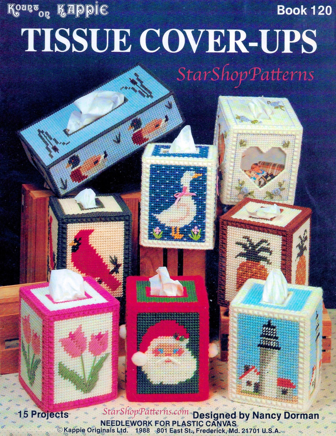 Vintage Tissue Box Cover Plastic Canvas Pattern Book PDF • Plastic ...