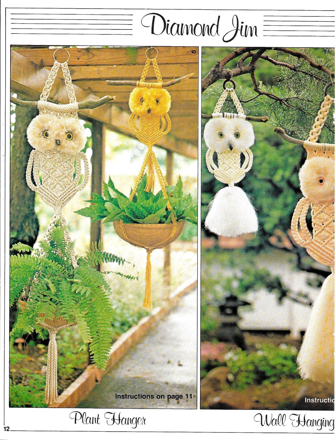 Macrame Owls • 1970s Vintage Macrame Owl Animal Zoo • Macrame Plant ...