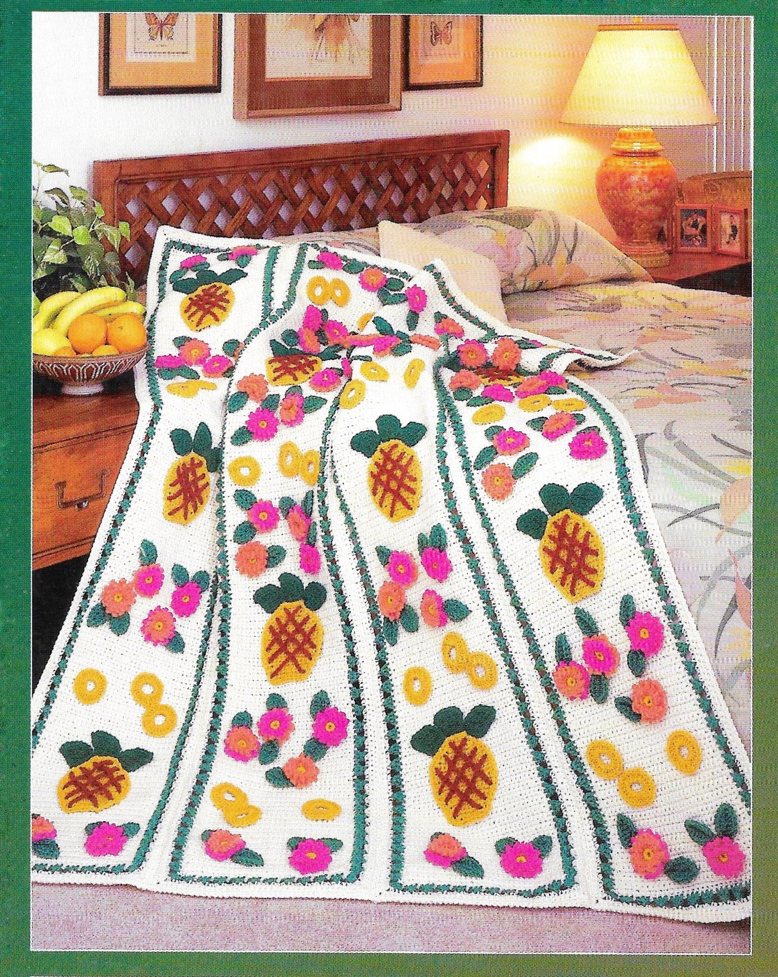 Vintage Crochet Afghan Pattern Book Pineapple Fruit Flower | Etsy