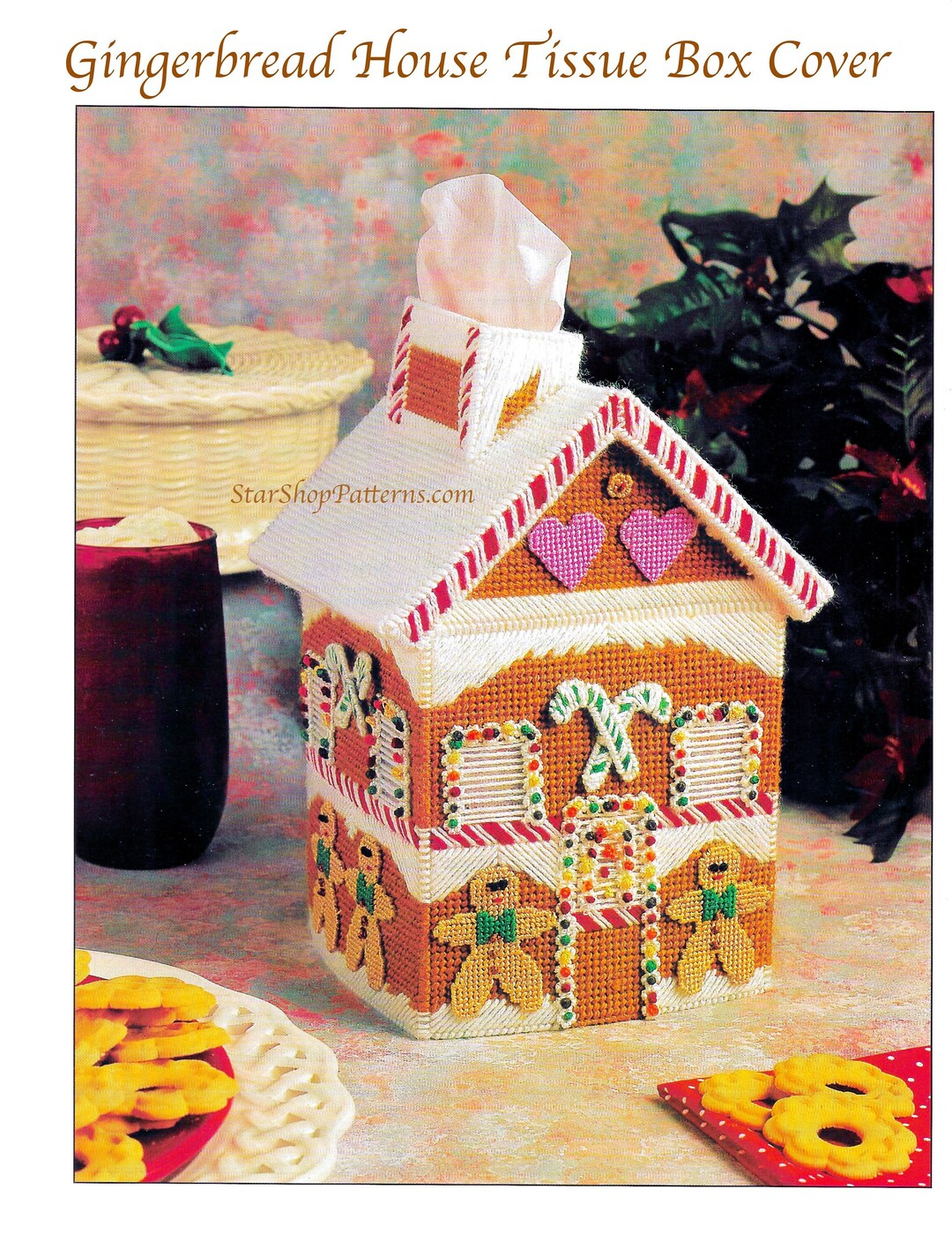 Vintage Plastic Canvas Pattern Book PDF • Christmas Gingerbread House ...