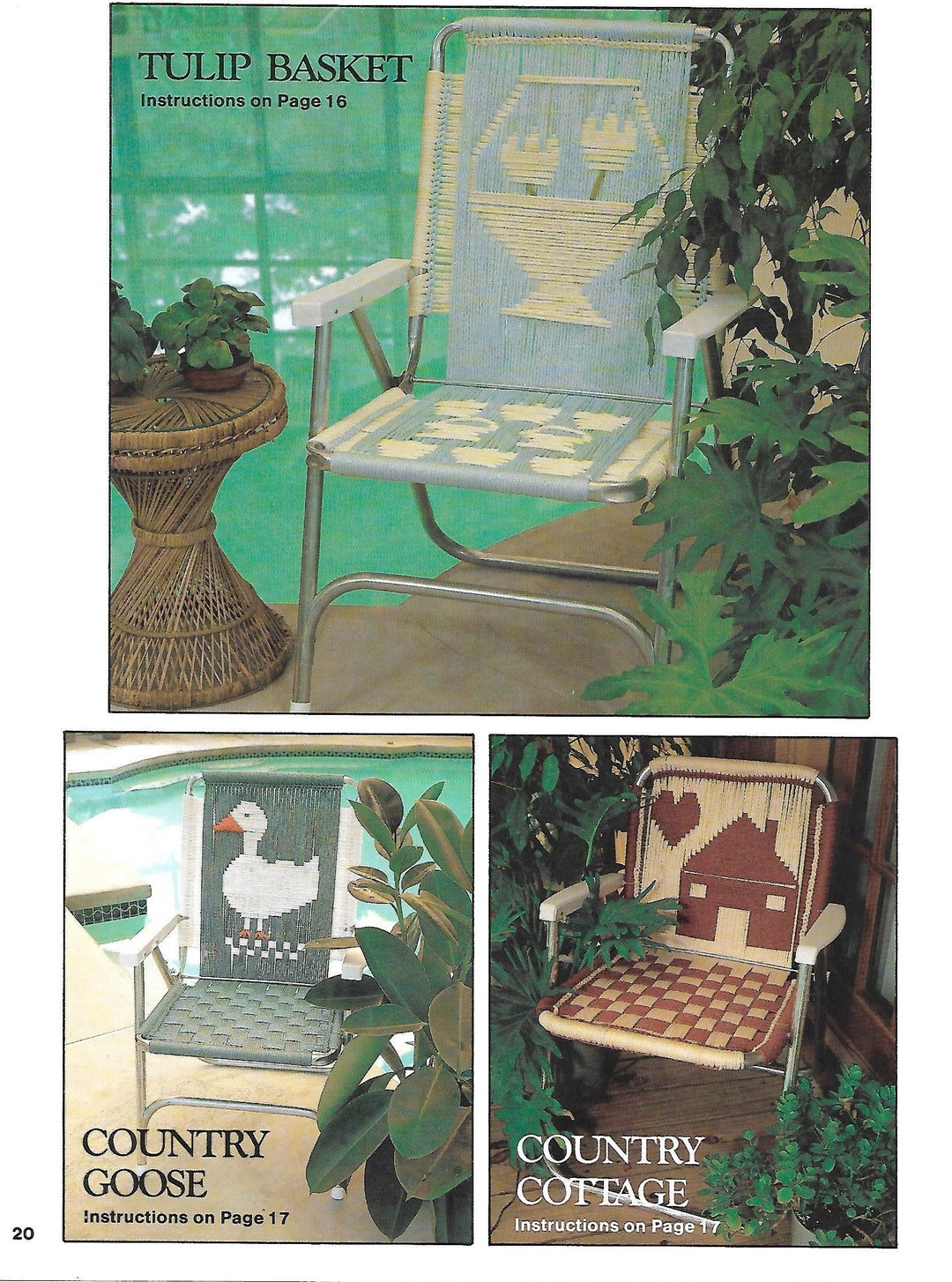 Country Home Macramé Chairs • Flower Floral 1970s Macrame Patio Lawn ...