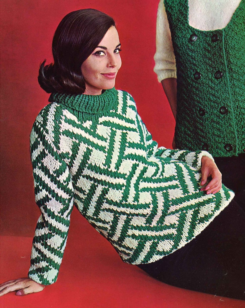 Emerald & Diamonds • 1960s Pullover Sweater Patterns • 60s Vintage ...
