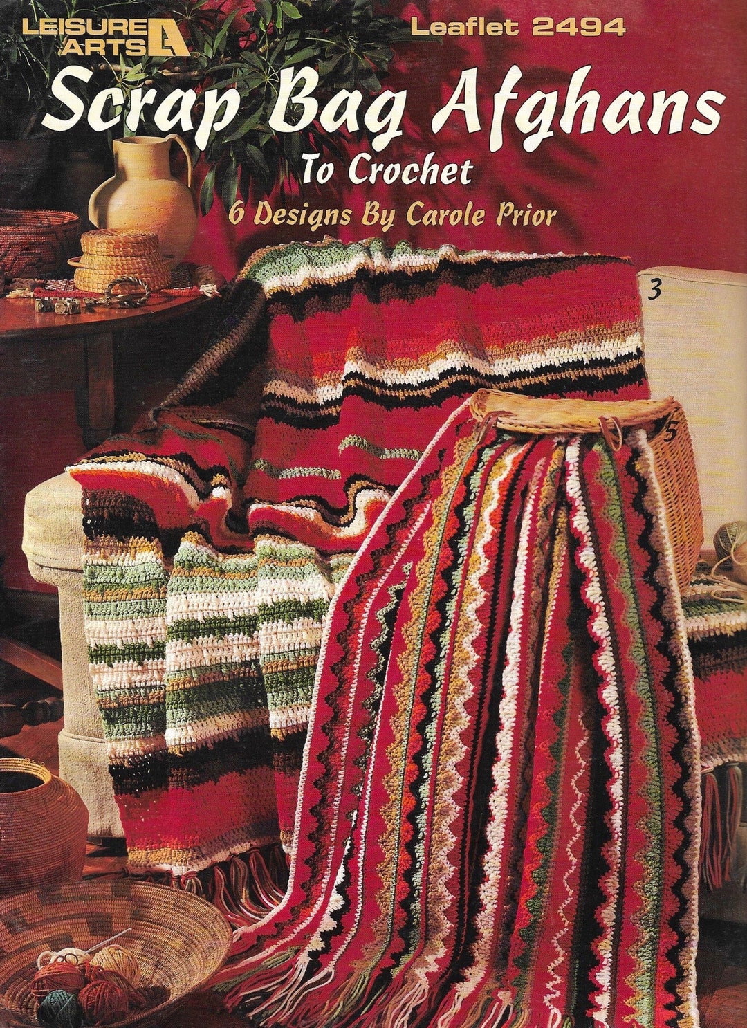 Vintage Crochet Afghan Pattern Book • Scrap Bag Afghans • lapghan ...