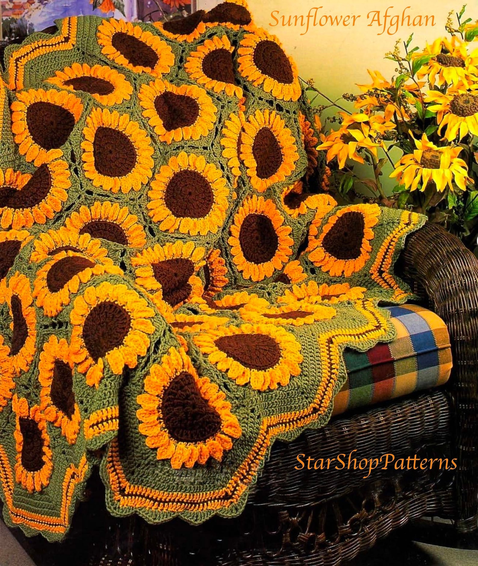 Vintage Crochet Afghan Pattern PDF Sunflower Crochet Afghan - Etsy