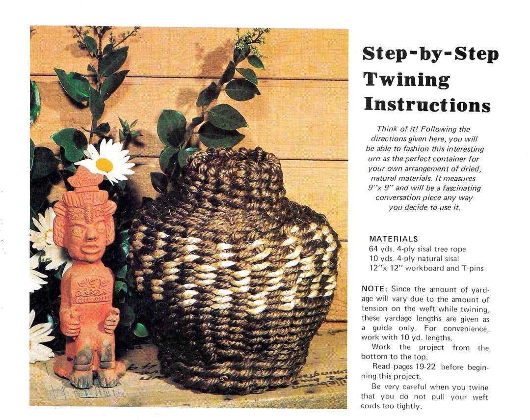 Easy Twined Basketry • 1970s Quick Beginner Basket Making Book • Pots ...