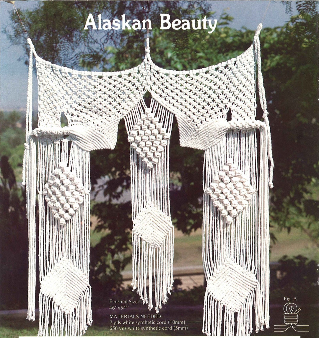 Alaskan Beauty • 1970s Macrame Room Divider Pattern Art Book • 70s ...