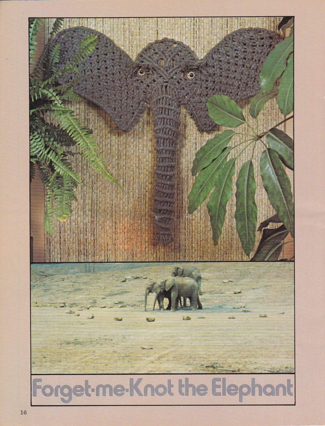 Elephant 1970s Macrame Wall Hanging Art Animal Patterns - Etsy Canada