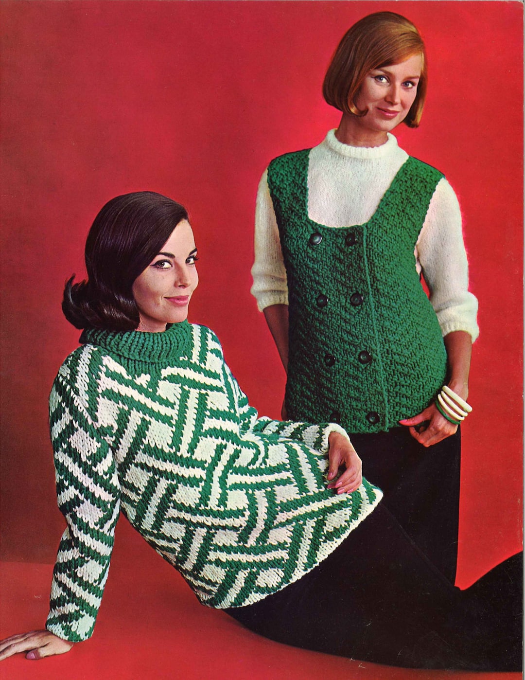 Emerald & Diamonds • 1960s Pullover Sweater Patterns • 60s Vintage ...