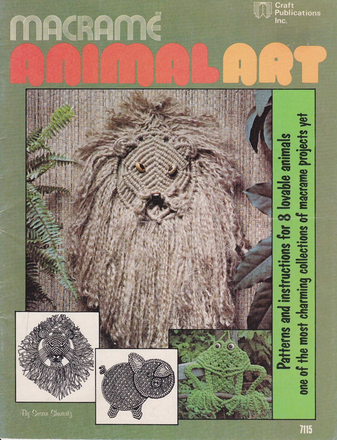 Macramé Animal Art • 1970s Wall Hanging Kid's Craft Patterns • Knots ...