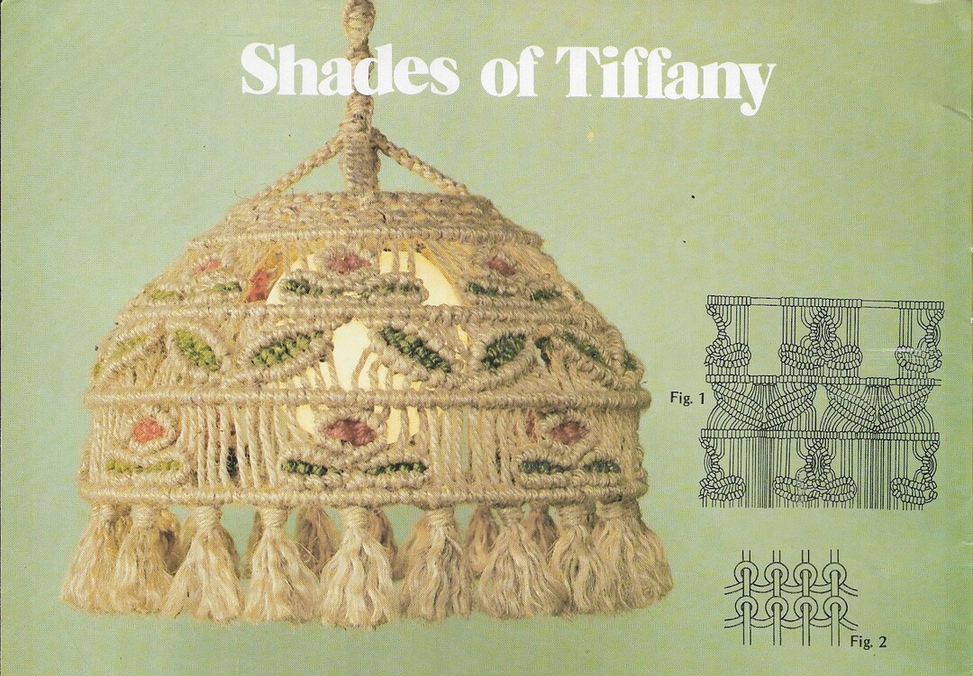 Macramé Tiffany • 1970s Macrame Lamp Shade Lampshade Hanger Room ...