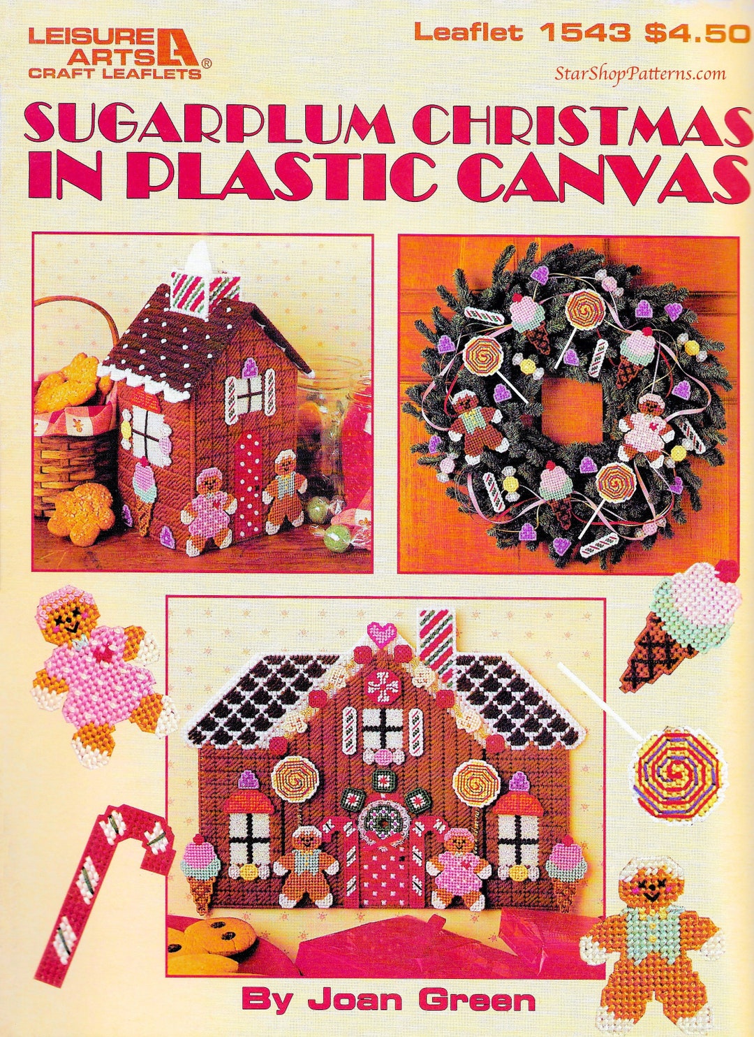 Vintage Plastic Canvas Pattern Book PDF • Christmas Gingerbread House ...