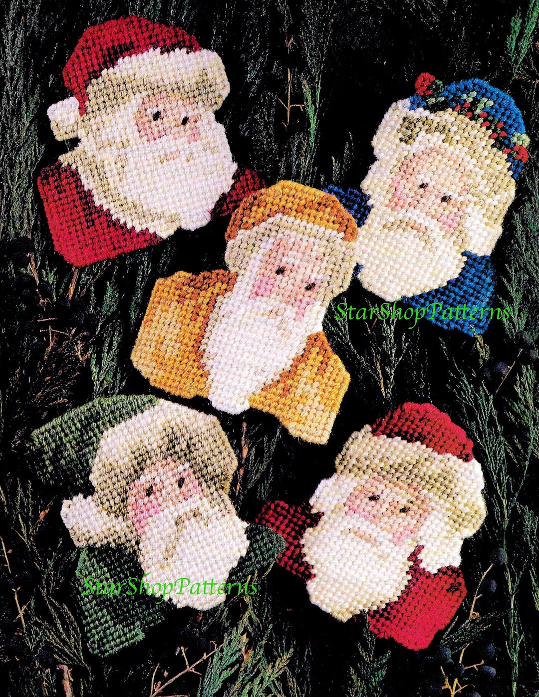 Vintage Santa Plastic Canvas Pattern PDF • Christmas Plastic Canvas ...