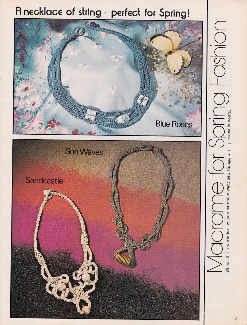 Vintage Macrame Pattern Book PDF • jewelry, Necklace, Plant Hanger ...