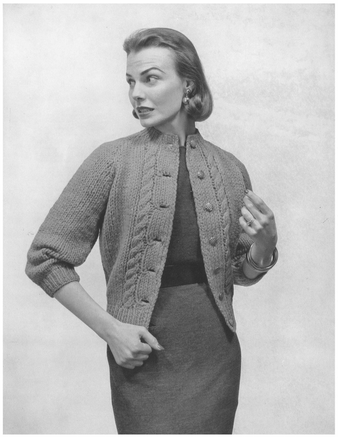 Twist Cardigan • 1950s Knit Jacket Pattern • Vintage 50s Knitting ...