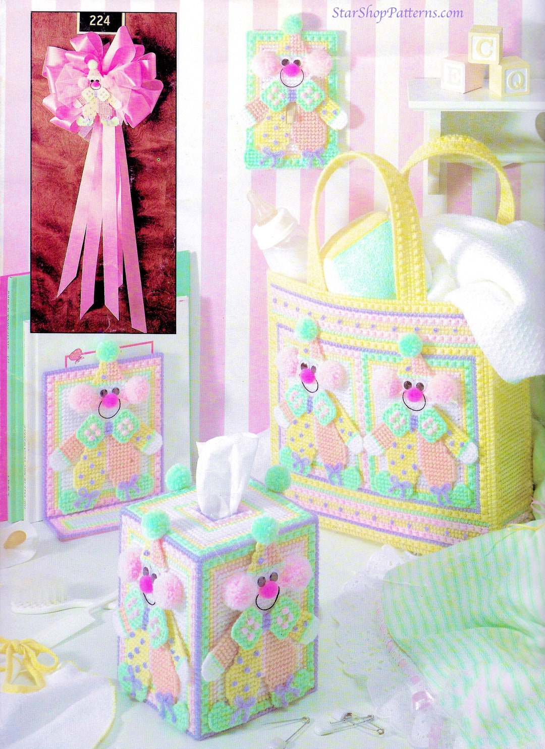 Vintage Plastic Canvas Pattern Book PDF • Baby Tissue Box Plastic ...