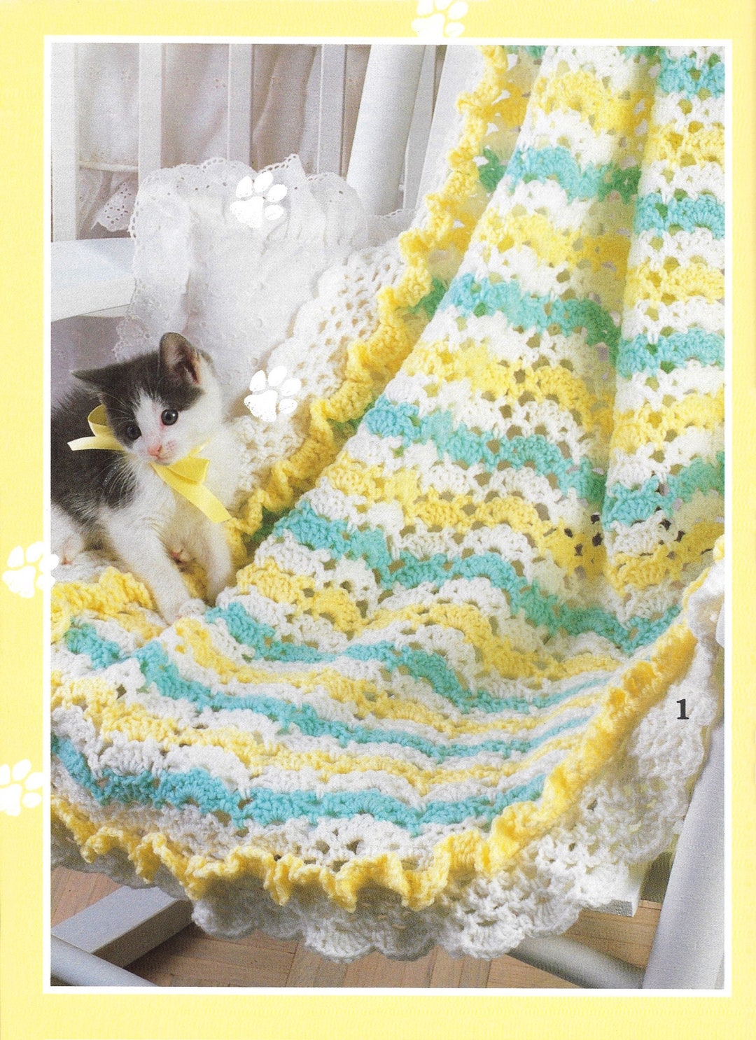 Kitty Cat Baby Crochet Afghan Pattern • Nursery Crocheting Blanket ...