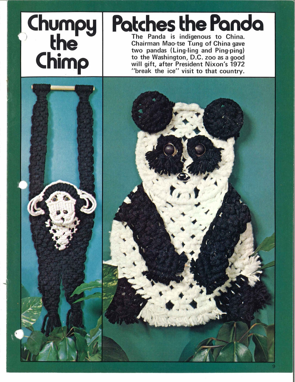 Vintage Macrame Pattern Book PDF • animal Art, Panda, Bunny Rabbit ...