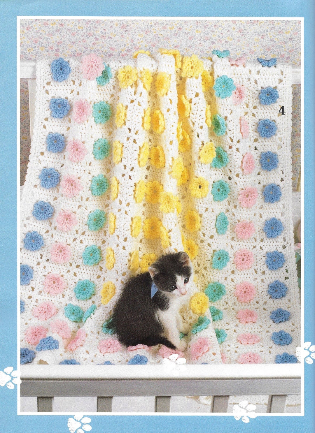 Kitty Cat Baby Crochet Afghan Pattern Nursery Crocheting Blanket ...