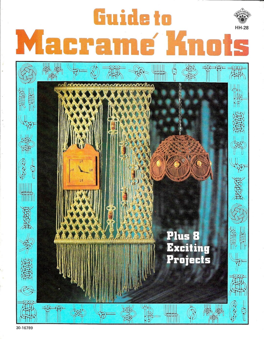 Vintage Macrame Pattern Book PDF • lamp, Wall Art, Plant Hanger, Clock ...
