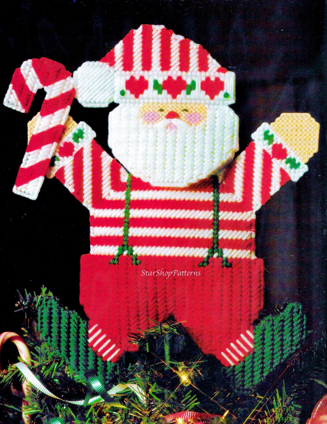 Vintage Santa Plastic Canvas Pattern Book PDF • Christmas Plastic ...